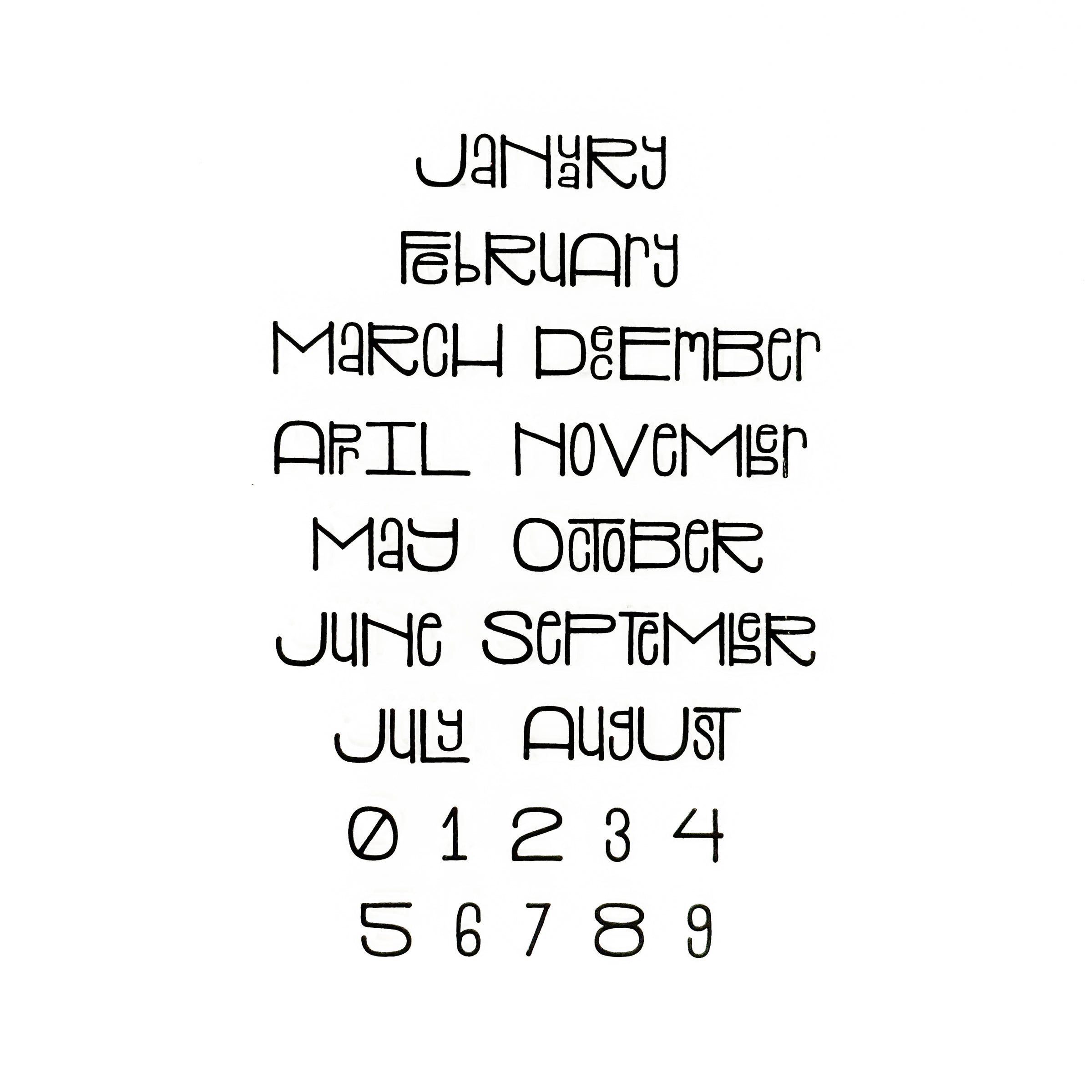 Modern Font Monthly Stamps | Planner Stamps | BBB Supplies