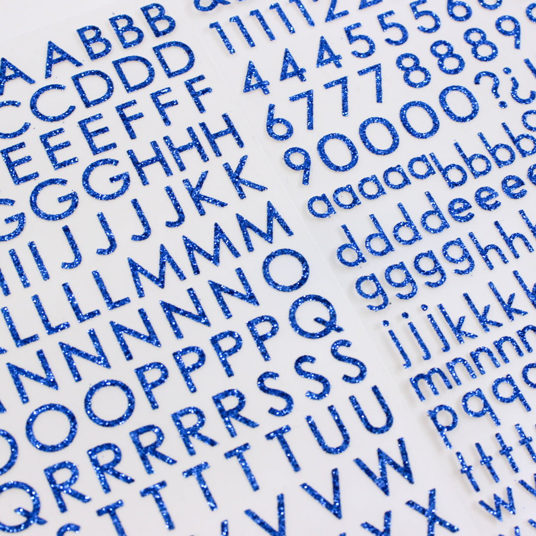 Blue Glitter Sticker Letters | Planner Supplies | BBB Supplies